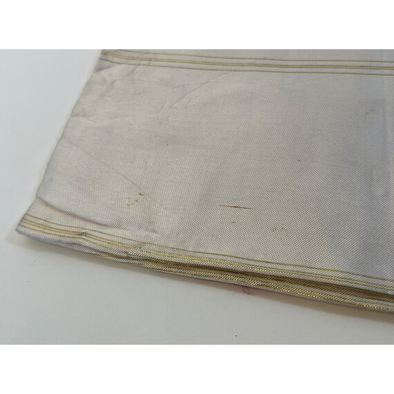 Vintage cream silk obi with woven red and yellow dahl… - Gem