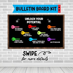 UNLOCK YOUR POTENTIAL Bulletin Board Kit Classroom Decoration Door ...