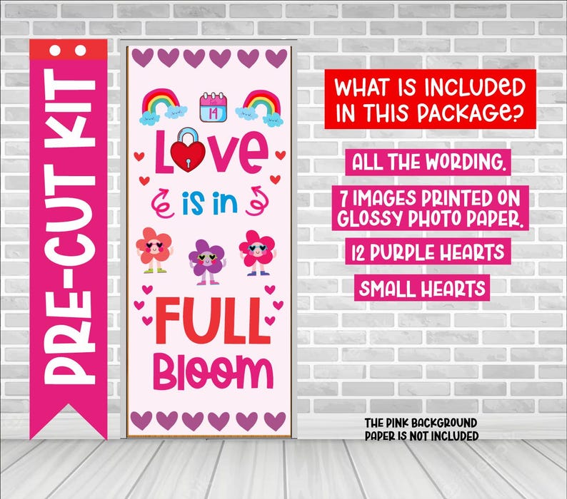 LOVE FULL BLOOM Valentine's Precut Classroom Decoration Kit, Valentine ...