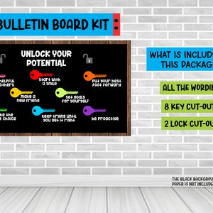 UNLOCK YOUR POTENTIAL Bulletin Board Kit Classroom Decoration Door ...