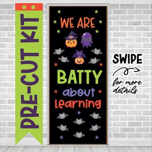 BATTY LEARNING HALLOWEEN Pre-cut School Door Decoration, Fall Bulletin ...