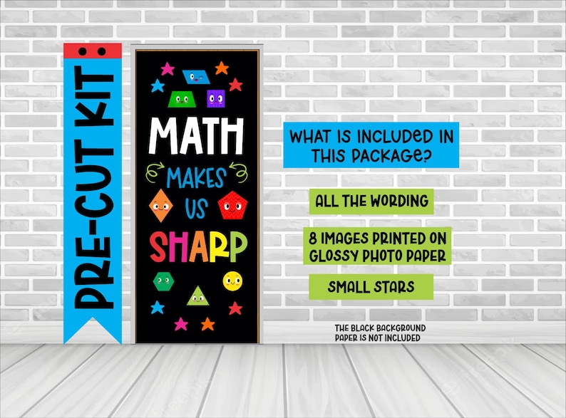 MATH SHARP Precut Classroom Door Decor: Back to School Bulletin Board ...