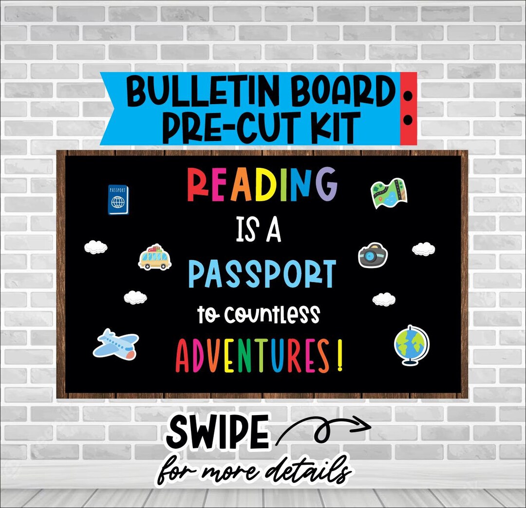 READING IS A PASSPORT Bulletin Board Kit, School Door Decoration Kit ...