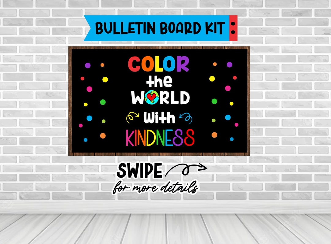 COLOR THE WORLD With Kindness Bulletin Board Kit Letter Classroom ...