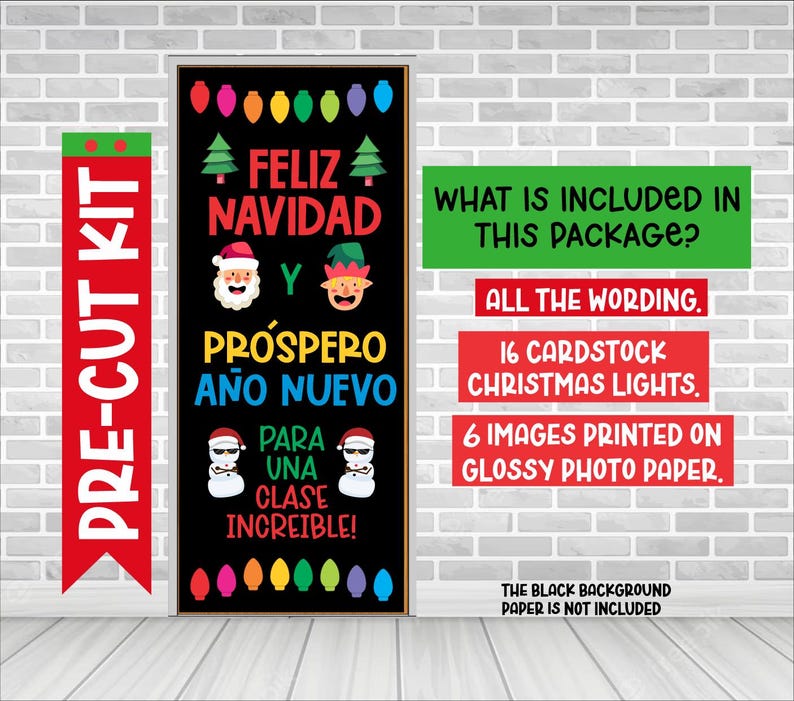 FELIZ NAVIDAD CLASE Precut Christmas Spanish Door Decoration Kit ...