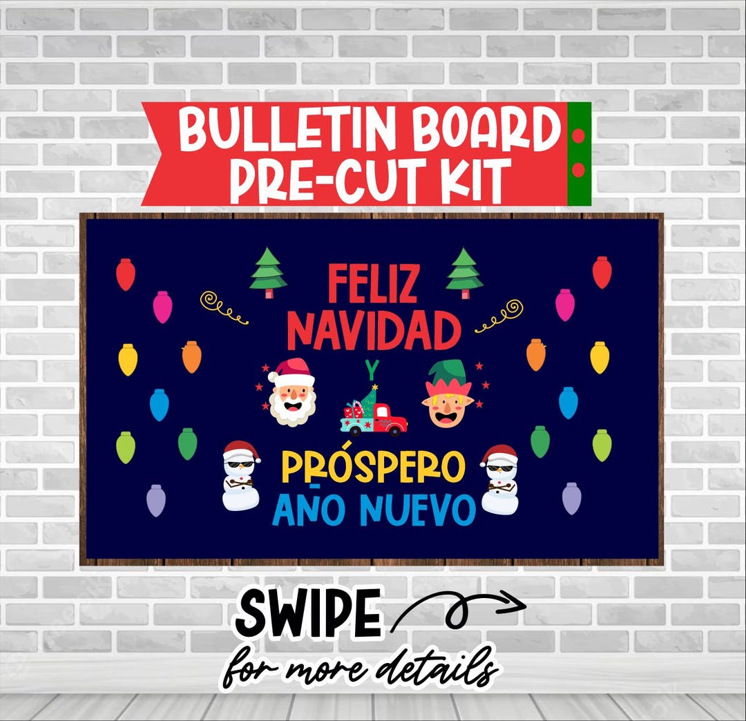 Christmas Classroom Bulletin Board Set Door Decoration | Spanish Precut ...