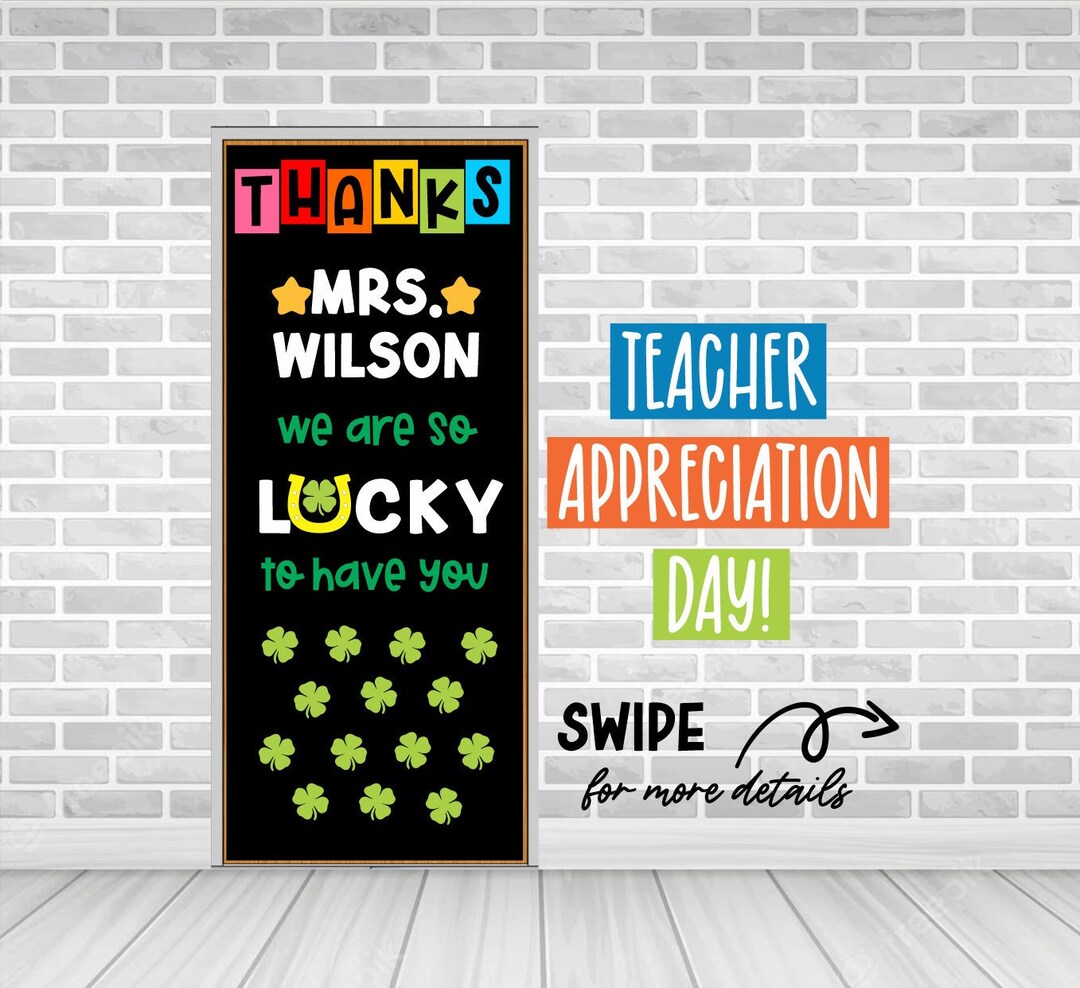 LUCKY Teacher Appreciation Day School Door Decor Classroom Decor Custom ...