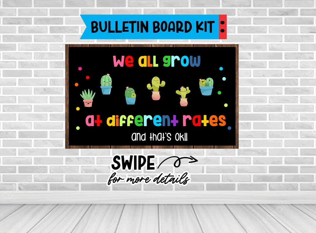 WE ALL GROW Cactus Bulletin Board Kit Letters Classroom Decoration ...