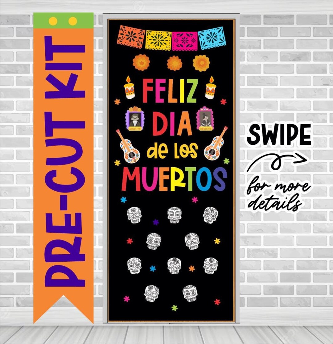 DIA DE MUERTOS Precut Spanish Coloring Door Decoration, Español Door ...