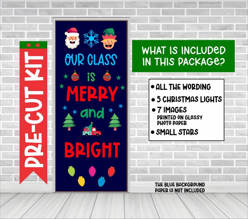 Christmas Bulletin Board Kit | Precut Holiday School Decor | Bulletin ...