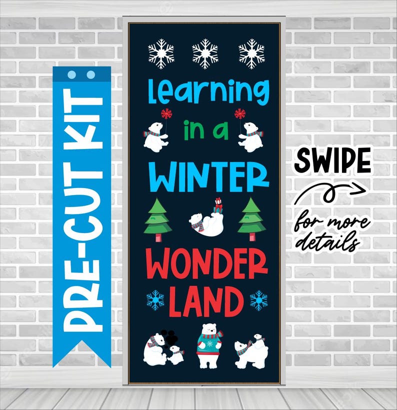 LEARNING WINTER WONDERLAND Precut School Door Classroom Decoration ...