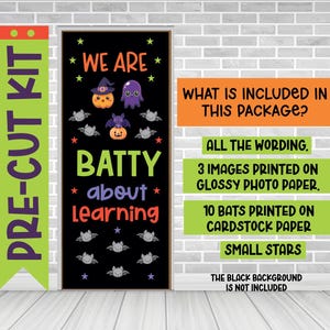 BATTY LEARNING HALLOWEEN Pre-cut School Door Decoration, Fall Bulletin ...