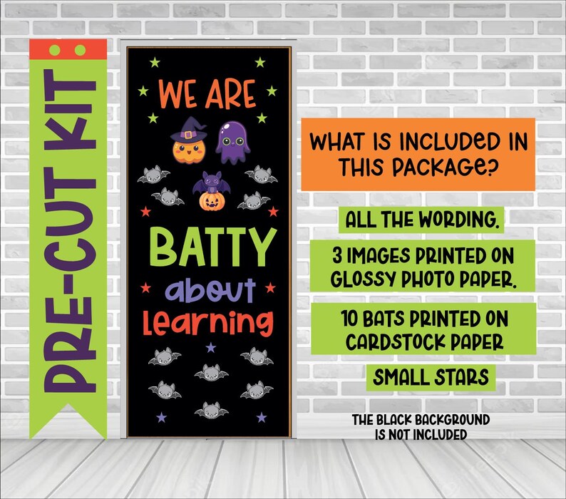 BATTY LEARNING HALLOWEEN Pre-cut School Door Decoration, Fall Bulletin ...