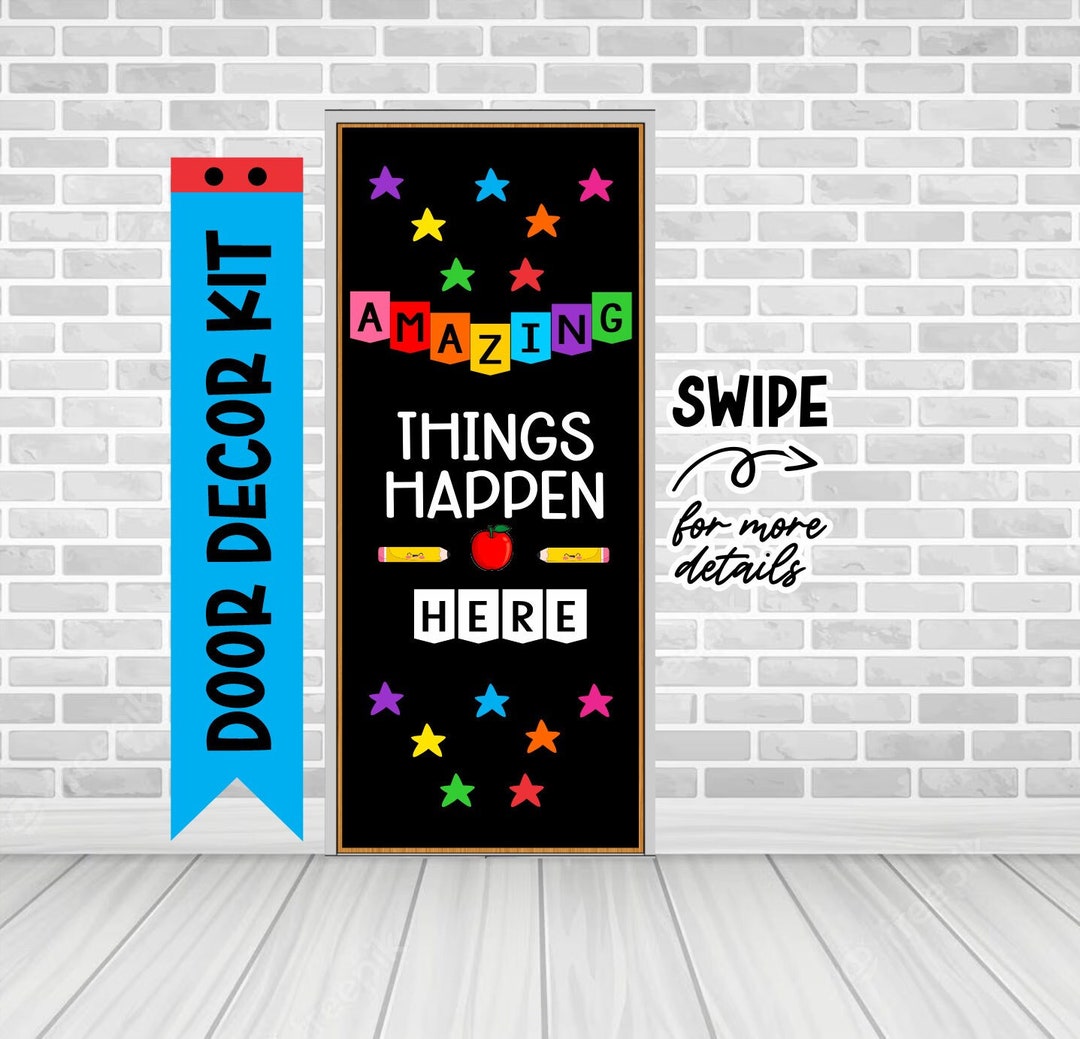 AMAZING THINGS Happen Here School Door Decoration Kit Teacher ...