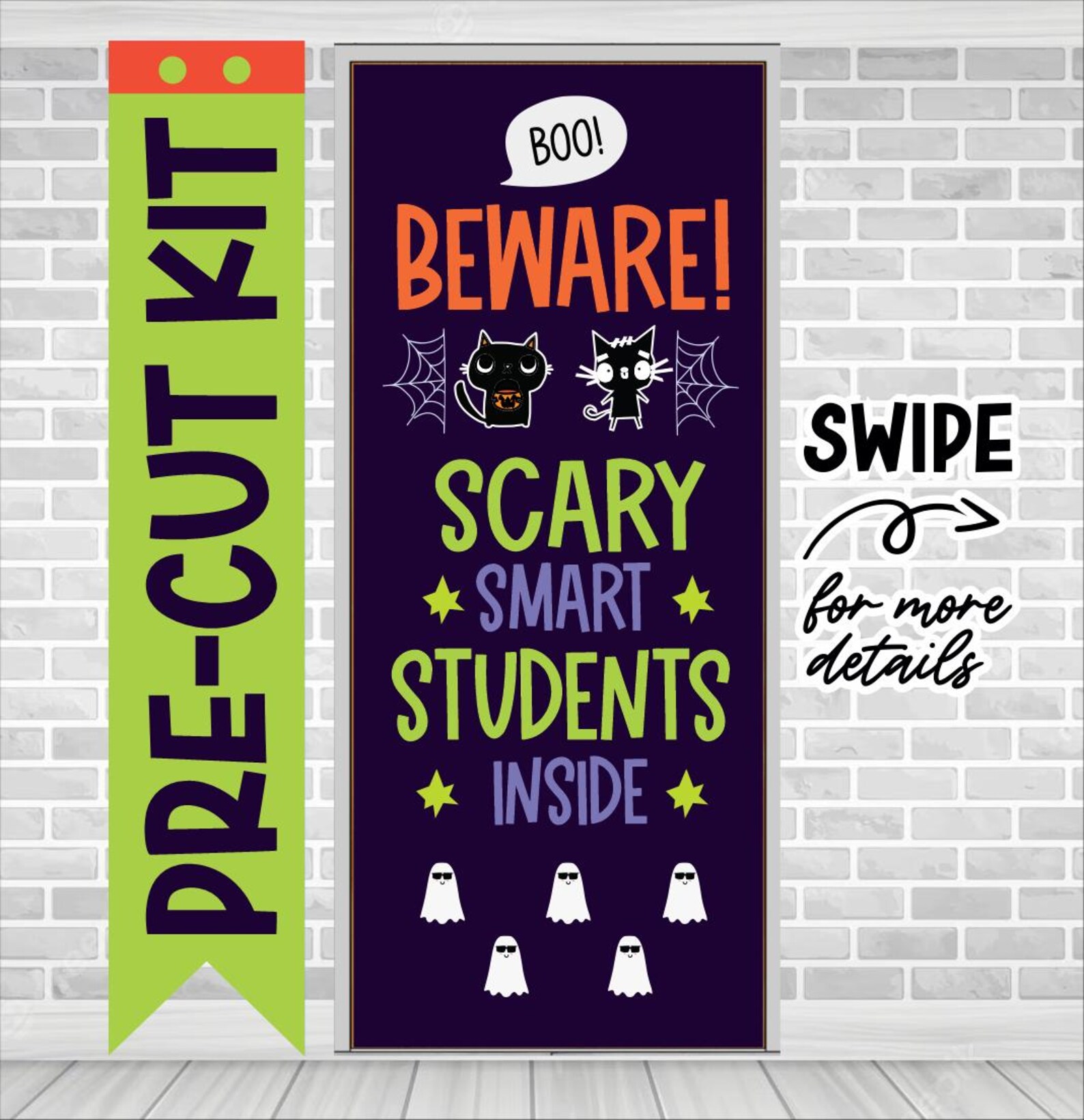 Halloween Students Bulletin Board Kit: Pre-cut School Door Decoration ...