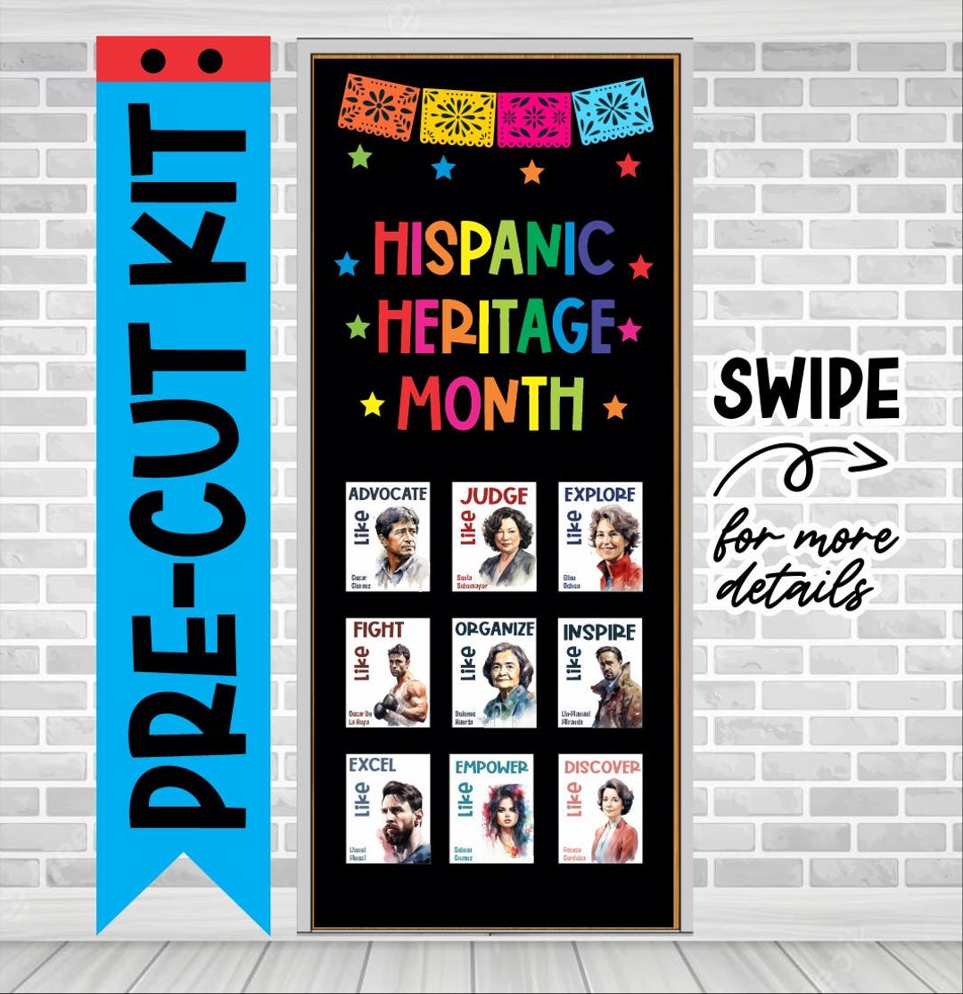 HISPANIC HERITAGE MONTH Pre-cut School Classroom Door Decoration Kit ...