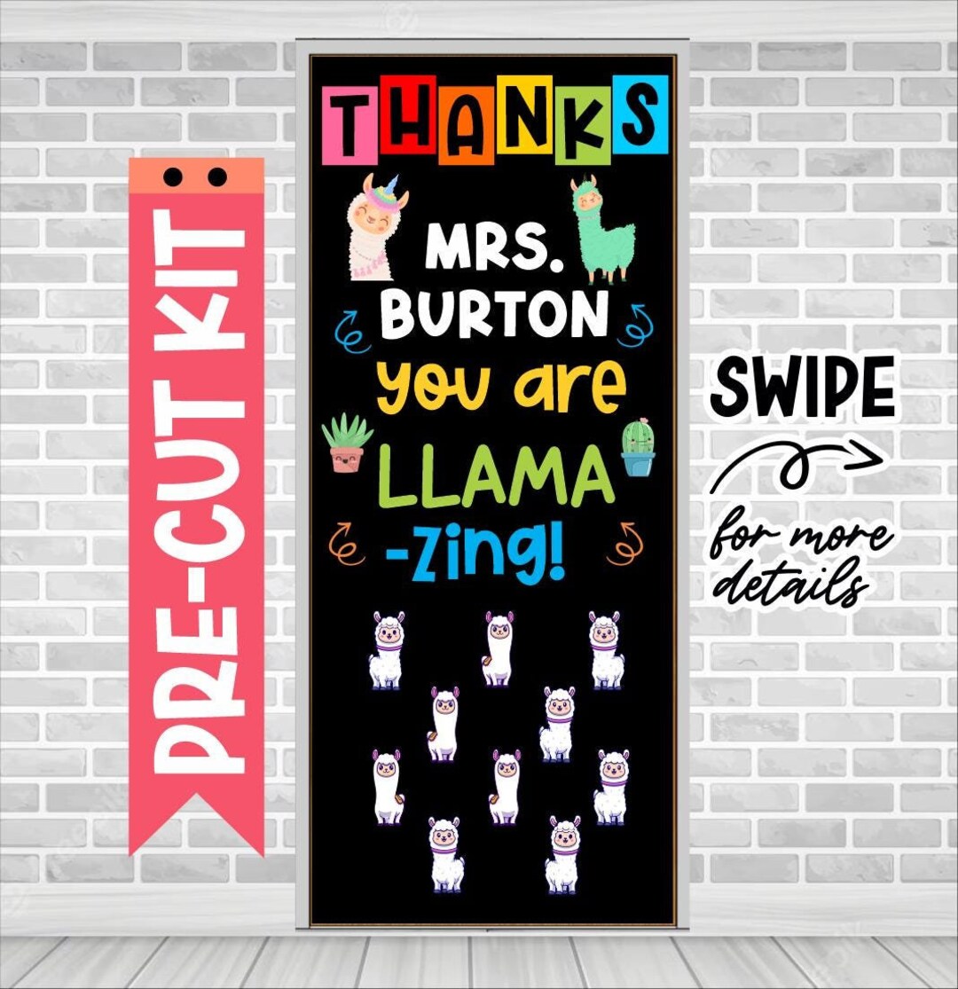 LLAMAZING TEACHER Precut Classroom Door Decor, Teacher Appreciation ...