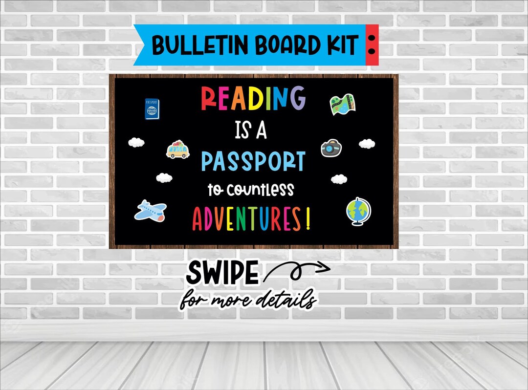READING IS A PASSPORT Bulletin Board Kit, School Door Decoration Kit ...