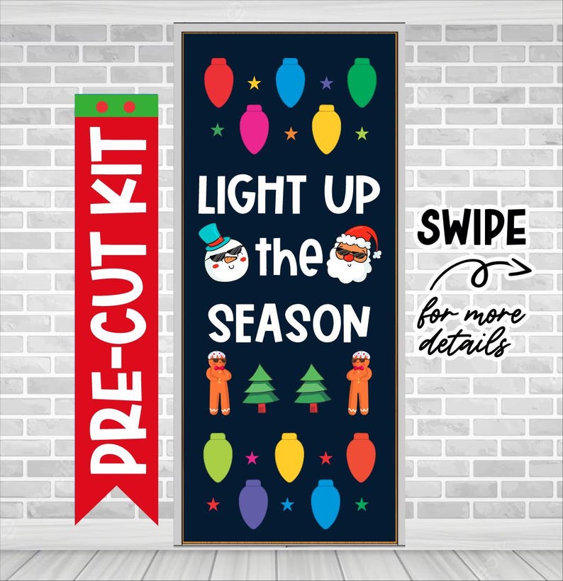 LIGHT THE SEASON Christmas Holiday School Door Decoration, Winter ...