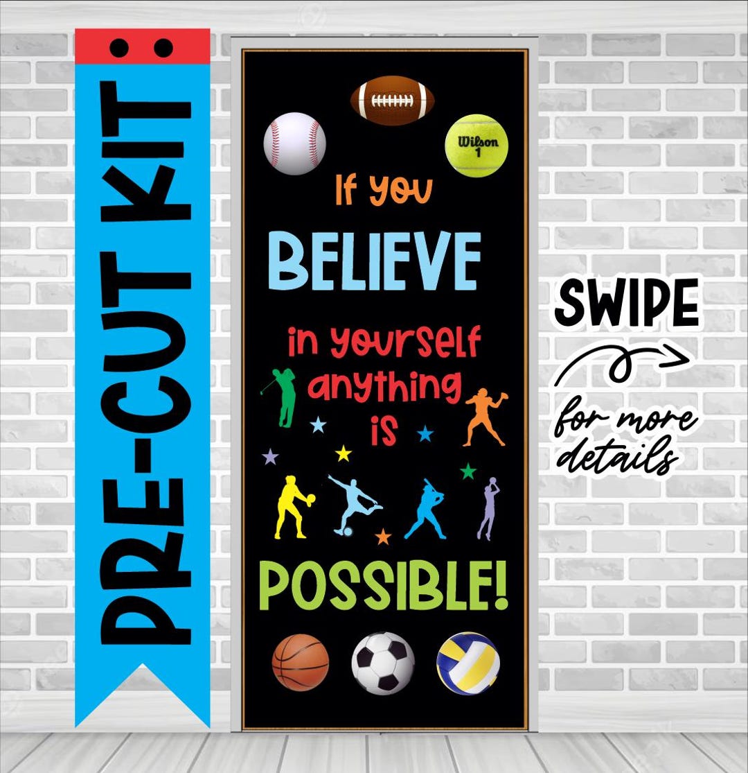 SPORTS PE BELIEVE School Door Kit, School Door Decoration, Bulletin ...