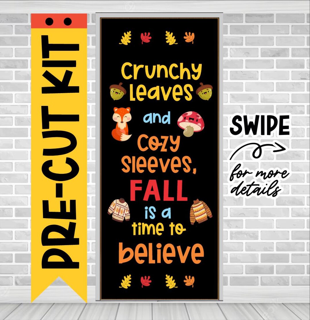 FALL LEAVES KINDNESS Pre-cut Door Decoration, Fall Classroom Decor Kit ...