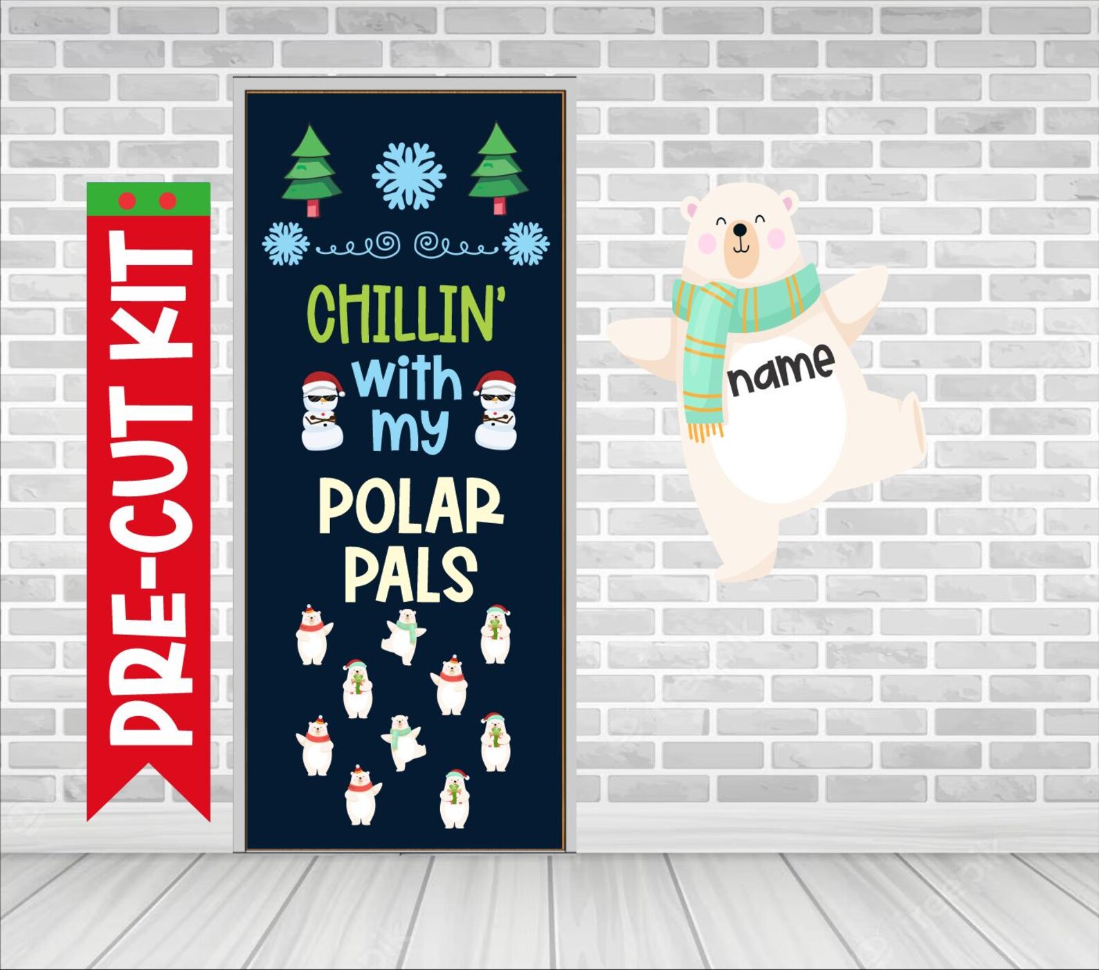 CHILLIN POLAR PALS Precut Chrismas School Door Decoration, Winter ...