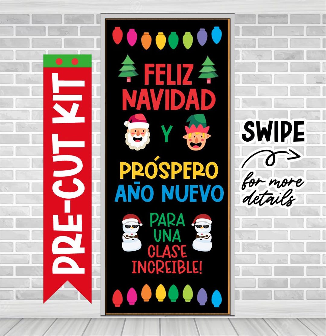 FELIZ NAVIDAD CLASE Precut Christmas Spanish Door Decoration Kit ...