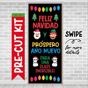 FELIZ NAVIDAD CLASE Precut Christmas Spanish Door Decoration Kit ...