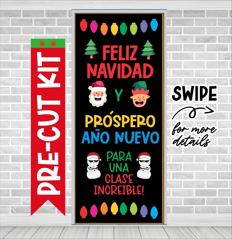 FELIZ NAVIDAD CLASE Precut Christmas Spanish Door Decoration Kit ...
