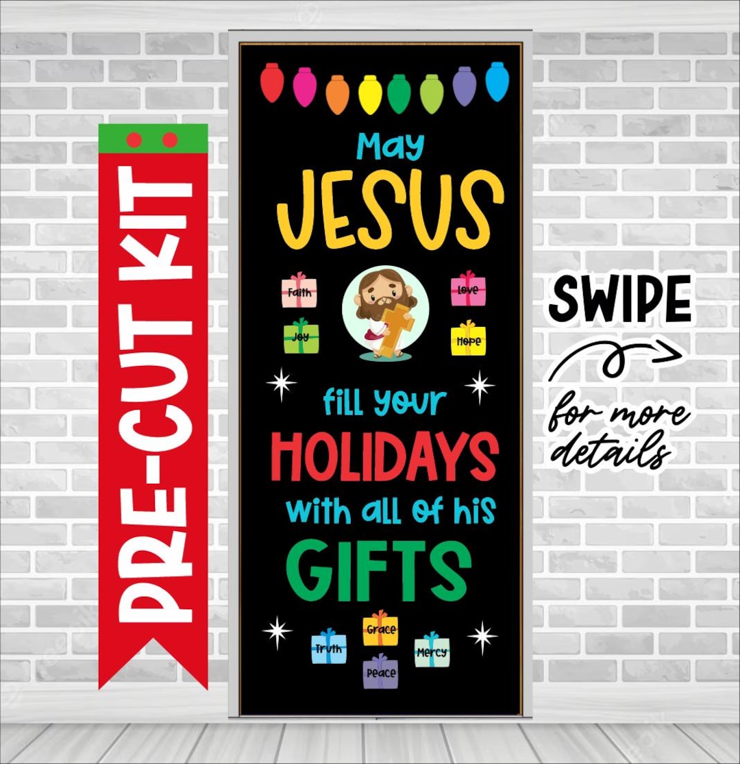 Christmas Religious Bulletin Board Door Decor| Precut Catholic Holiday ...