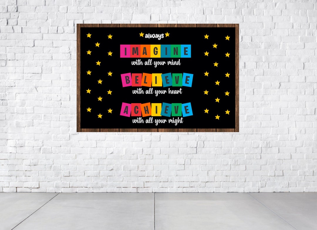 Imagine Believe Achieve Bulletin Board Letters Classroom - Etsy