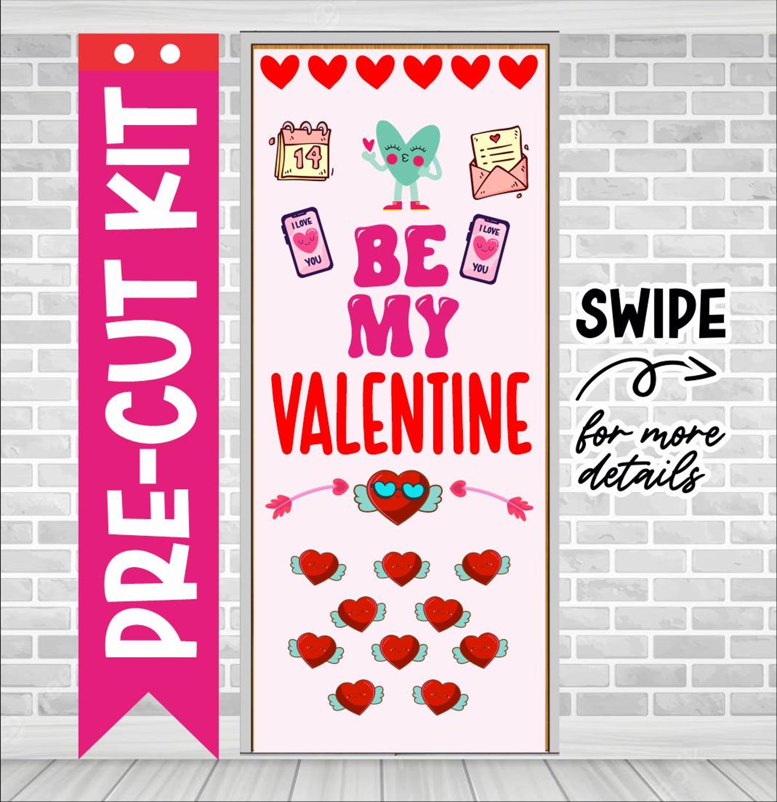 BE MY VALENTINE Precut Classroom School Door Decoration Kit, Valentine ...