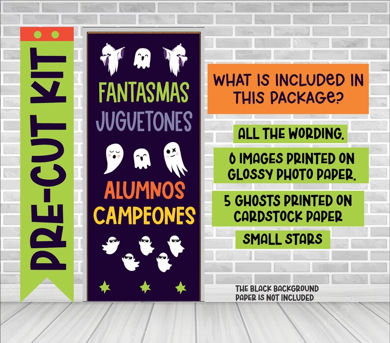 Halloween Fantasmas Pre-cut Bulletin Board Kit: Spanish Spooky School ...