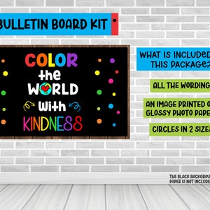 COLOR THE WORLD With Kindness Bulletin Board Kit Letter Classroom ...