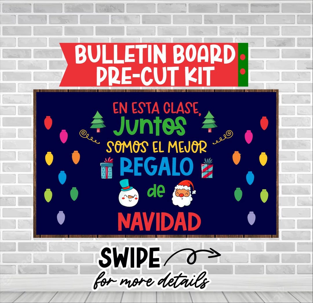 Spanish Christmas Classroom Bulletin Board Set Door Decoration | Precut ...