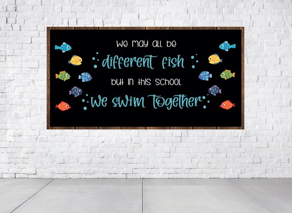 We May All Be Different Fish Bulletin Board Letters Classroom | Etsy