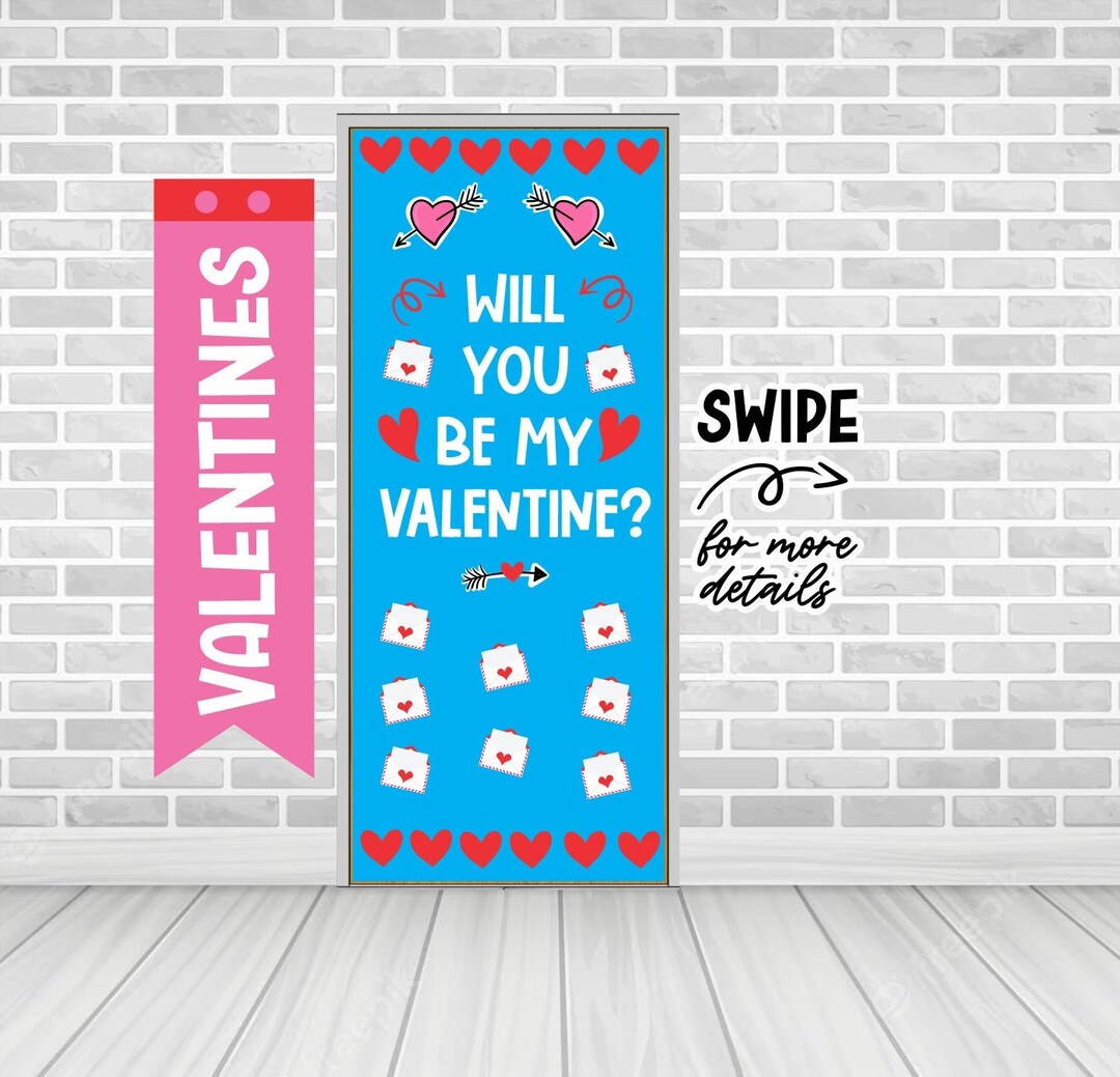 WILL YOU BE My Valentine Bulletin Board Kit, Valentine's Bulletin Board ...