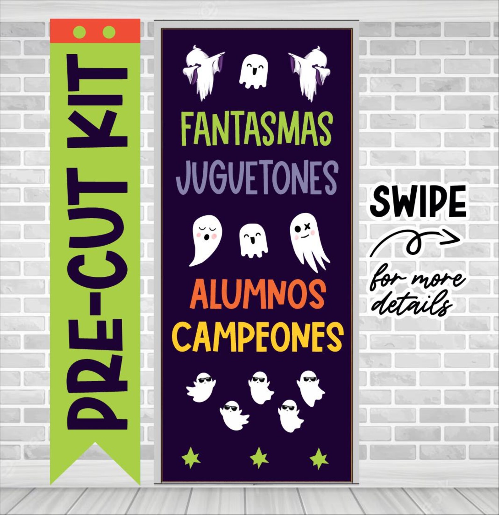 Halloween Fantasmas Pre-cut Bulletin Board Kit: Spanish Spooky School ...