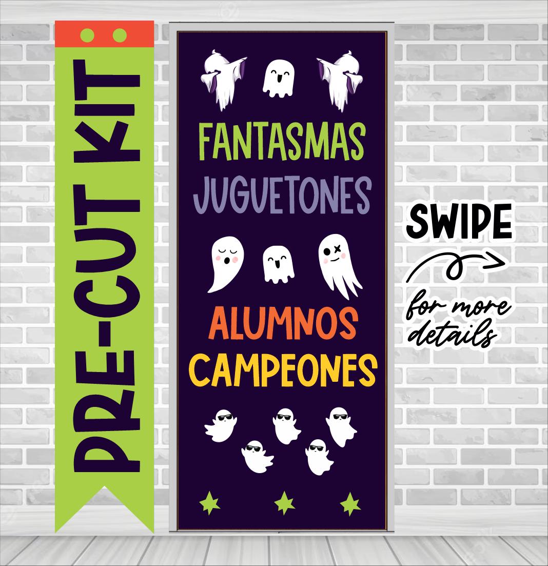 Halloween Fantasmas Pre-cut Bulletin Board Kit: Spanish Spooky School ...
