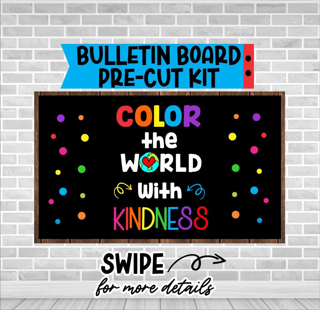 COLOR THE WORLD With Kindness Bulletin Board Kit Letter Classroom ...