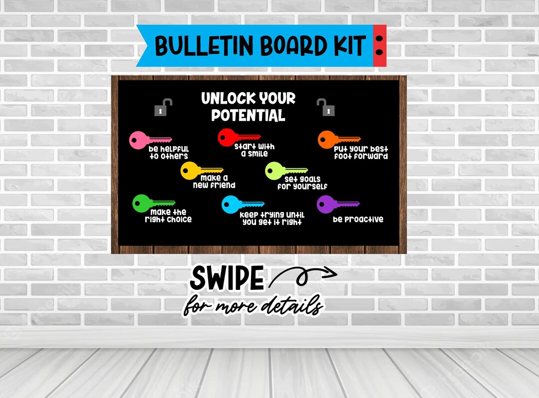 UNLOCK YOUR POTENTIAL Bulletin Board Kit Classroom Decoration Door ...