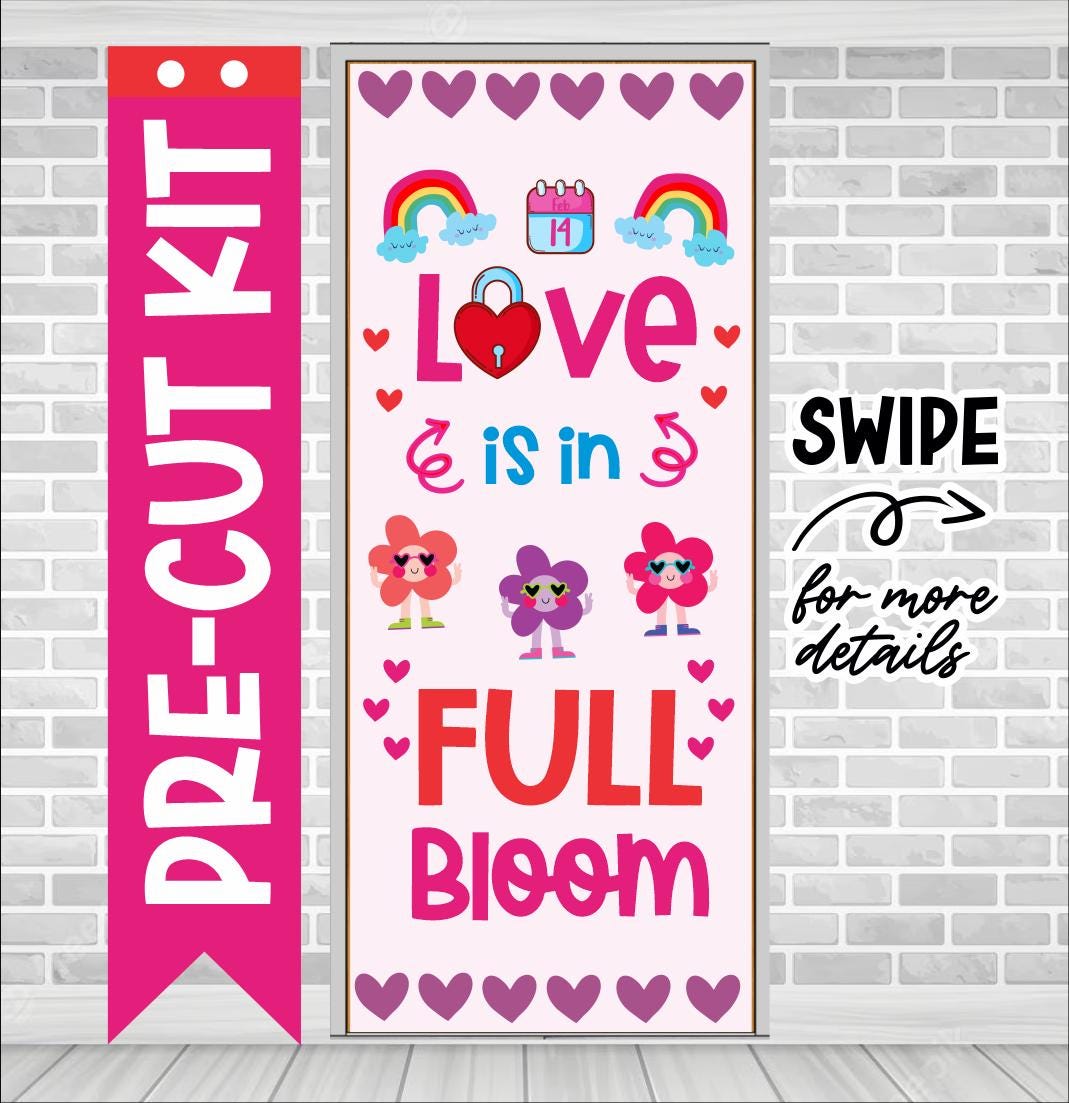 LOVE FULL BLOOM Valentine's Precut Classroom Decoration Kit, Valentine ...