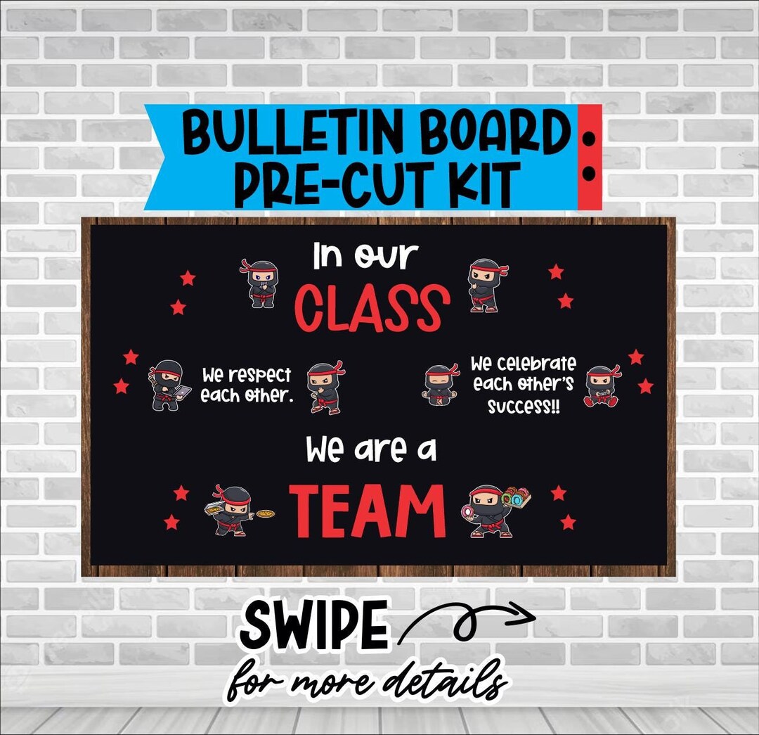 NINJA TEAM School Precut Bulletin Board Decoration, Ninja Classroom ...