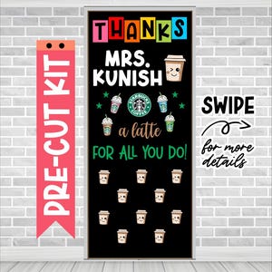 THANKS A LATTE Precut Teacher Appreciation Door Decorations, Classroom ...