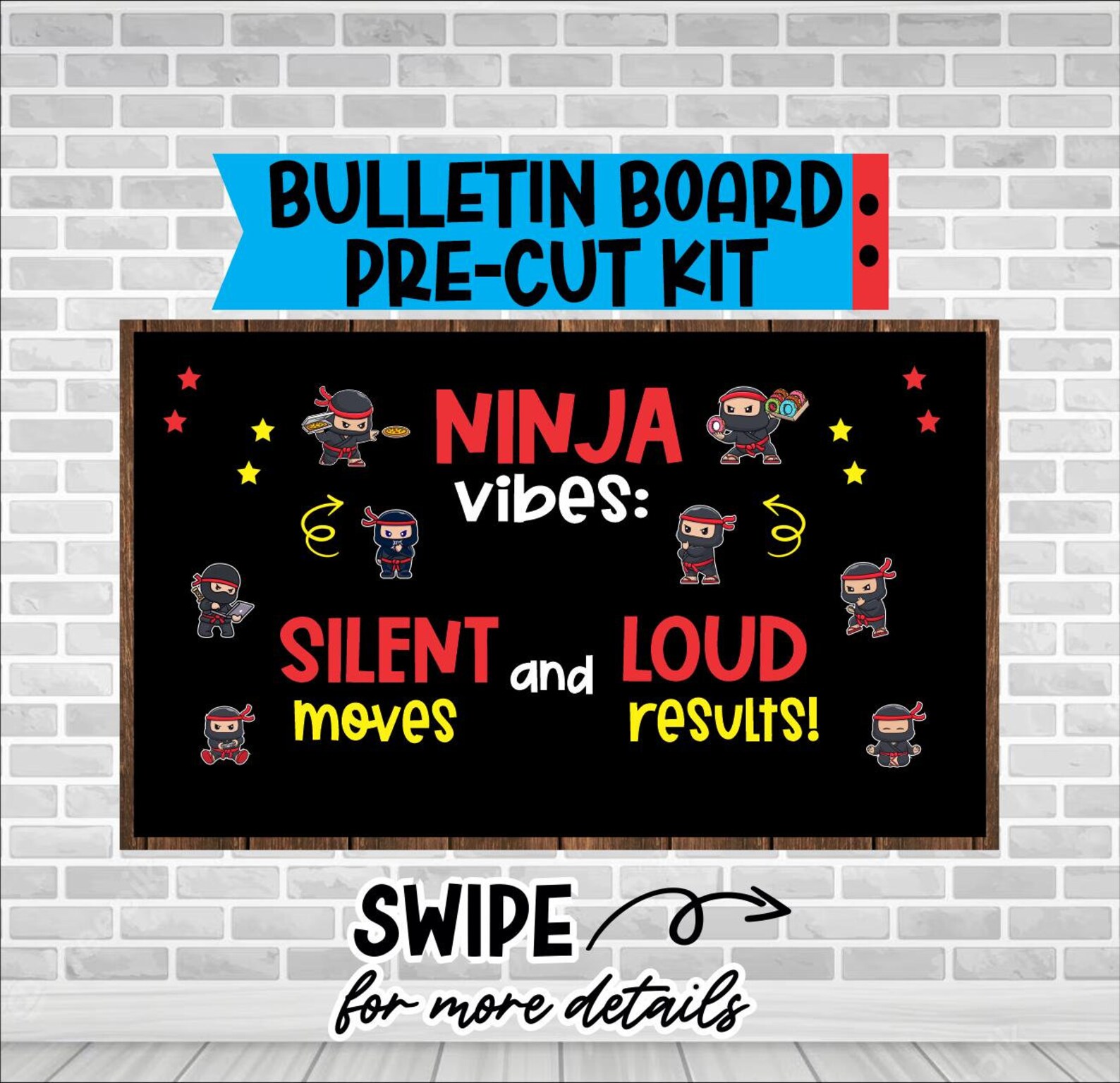NINJA VIBES School Precut Bulletin Board Decoration, Classroom ...