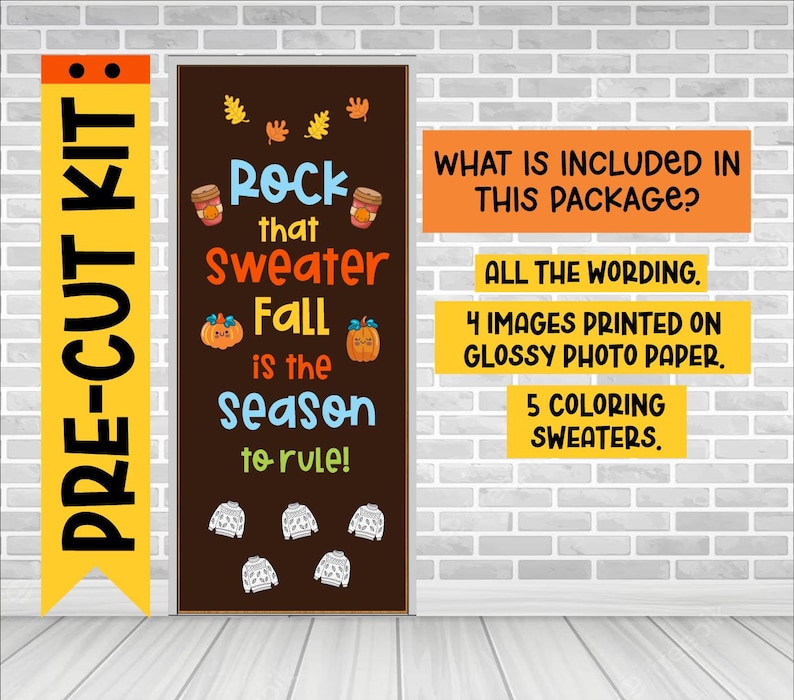 Fall Bulletin Board Precut Kit | Precut Autumn Classroom Door Decor Set ...