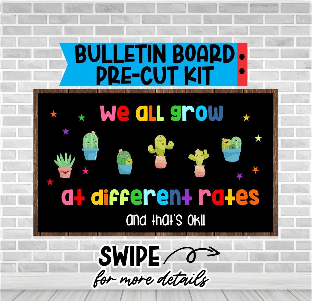 WE ALL GROW Cactus Bulletin Board Kit Letters Classroom Decoration ...