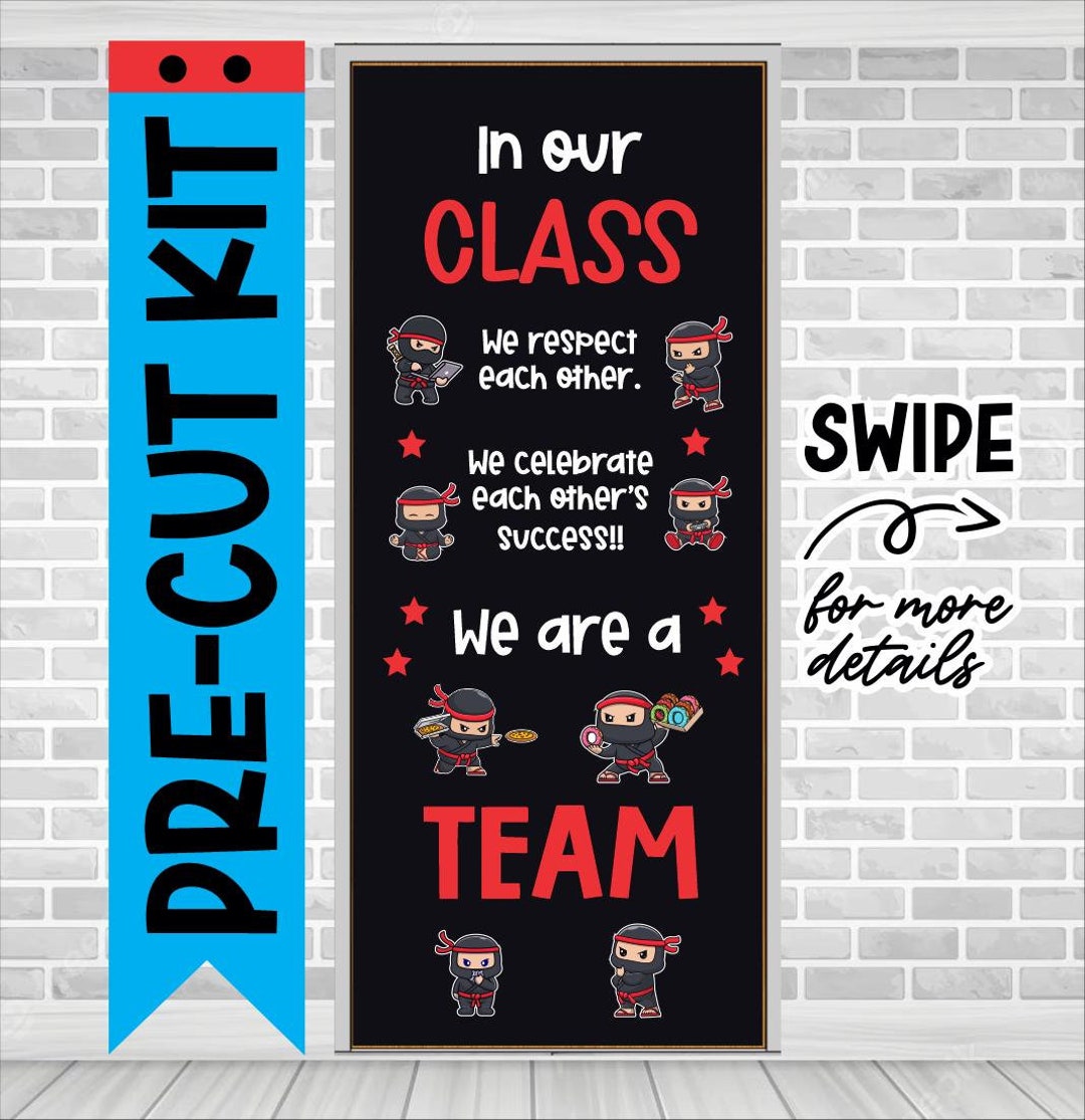 NINJA TEAM School Precut Door Decoration, Ninja School Classroom ...