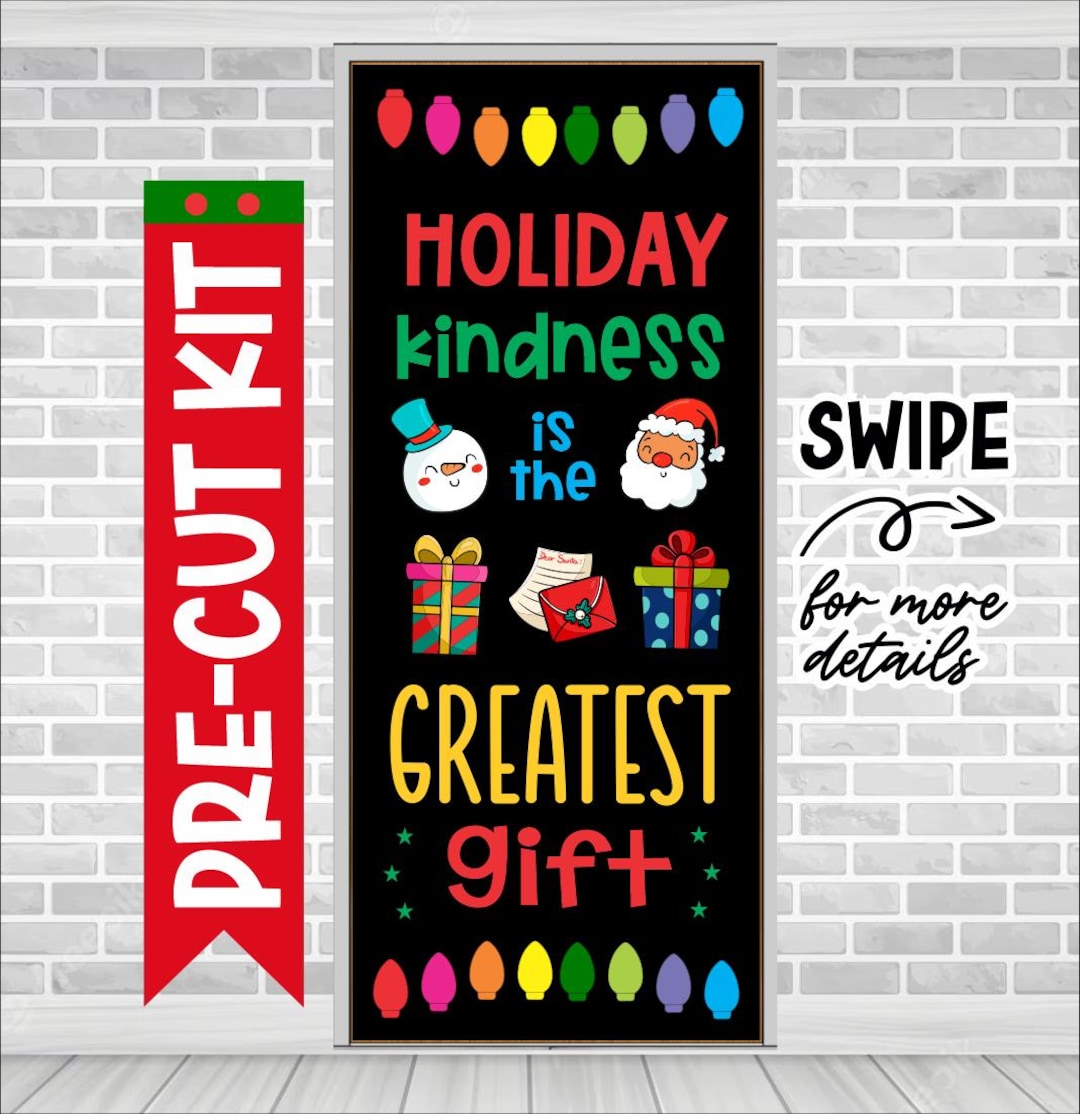HOLIDAY KINDNESS GIFT Precut School Door Classroom Decoration Kit ...