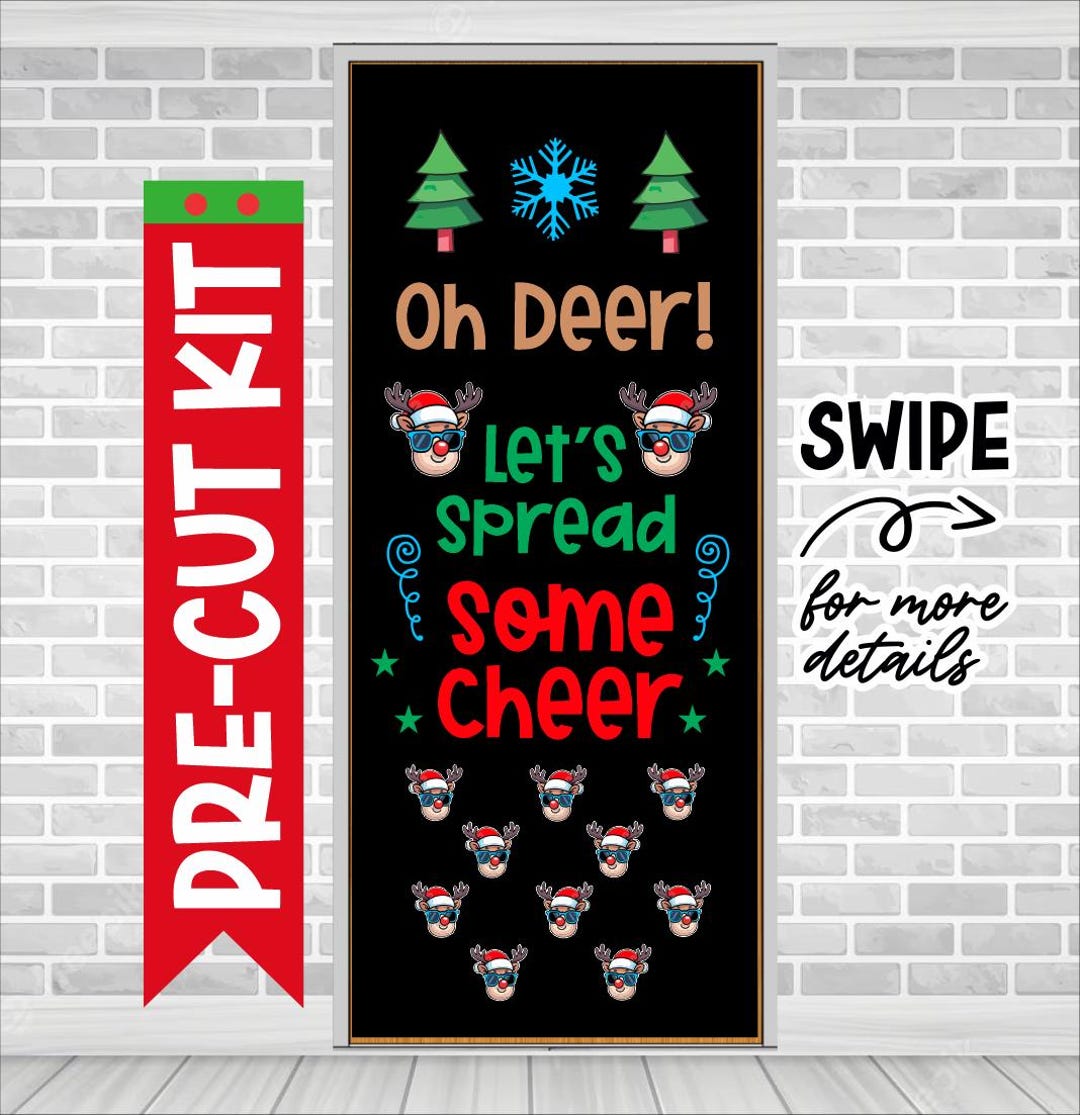 OH DEER CHRISTMAS Precut School Door Classroom Decoration Kit, Winter ...